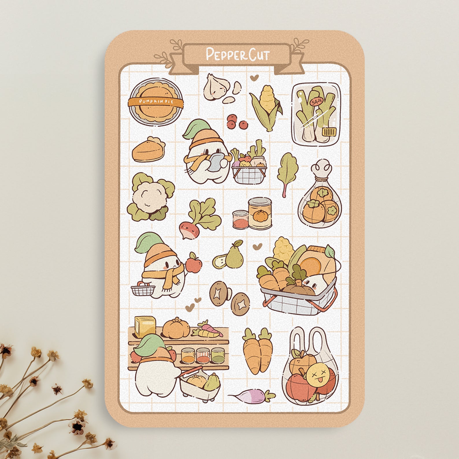 B32. Fall Groceries Sticker Sheet – PepperCut