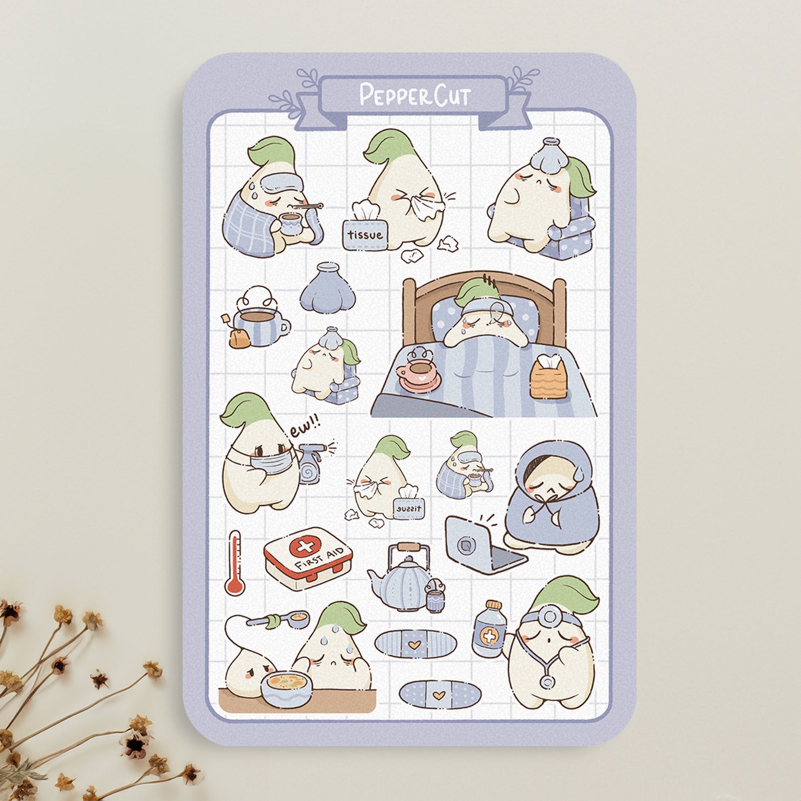 B15. Get Well Soon Sticker Sheet – PepperCut