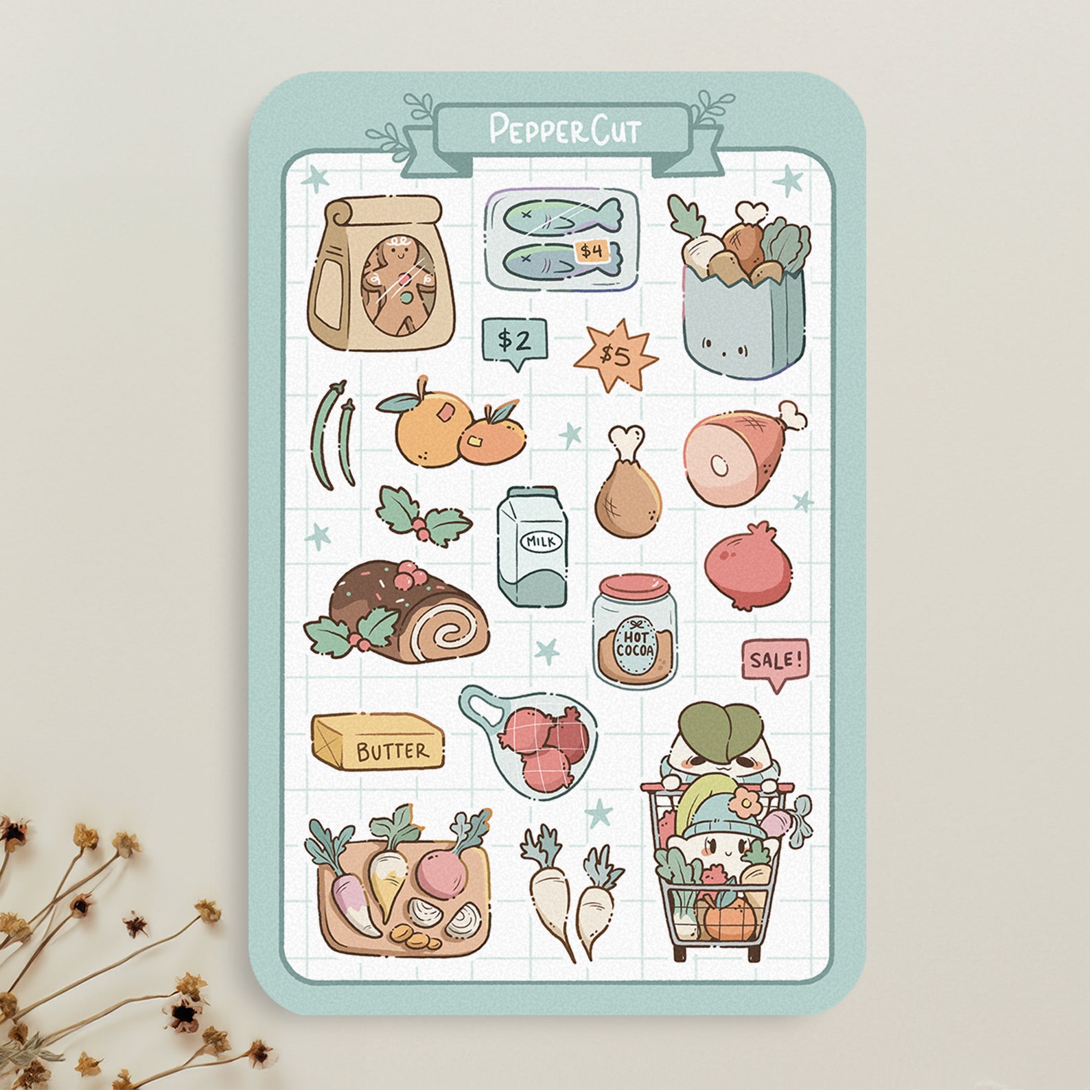 B28. Winter Groceries Sticker Sheet – PepperCut